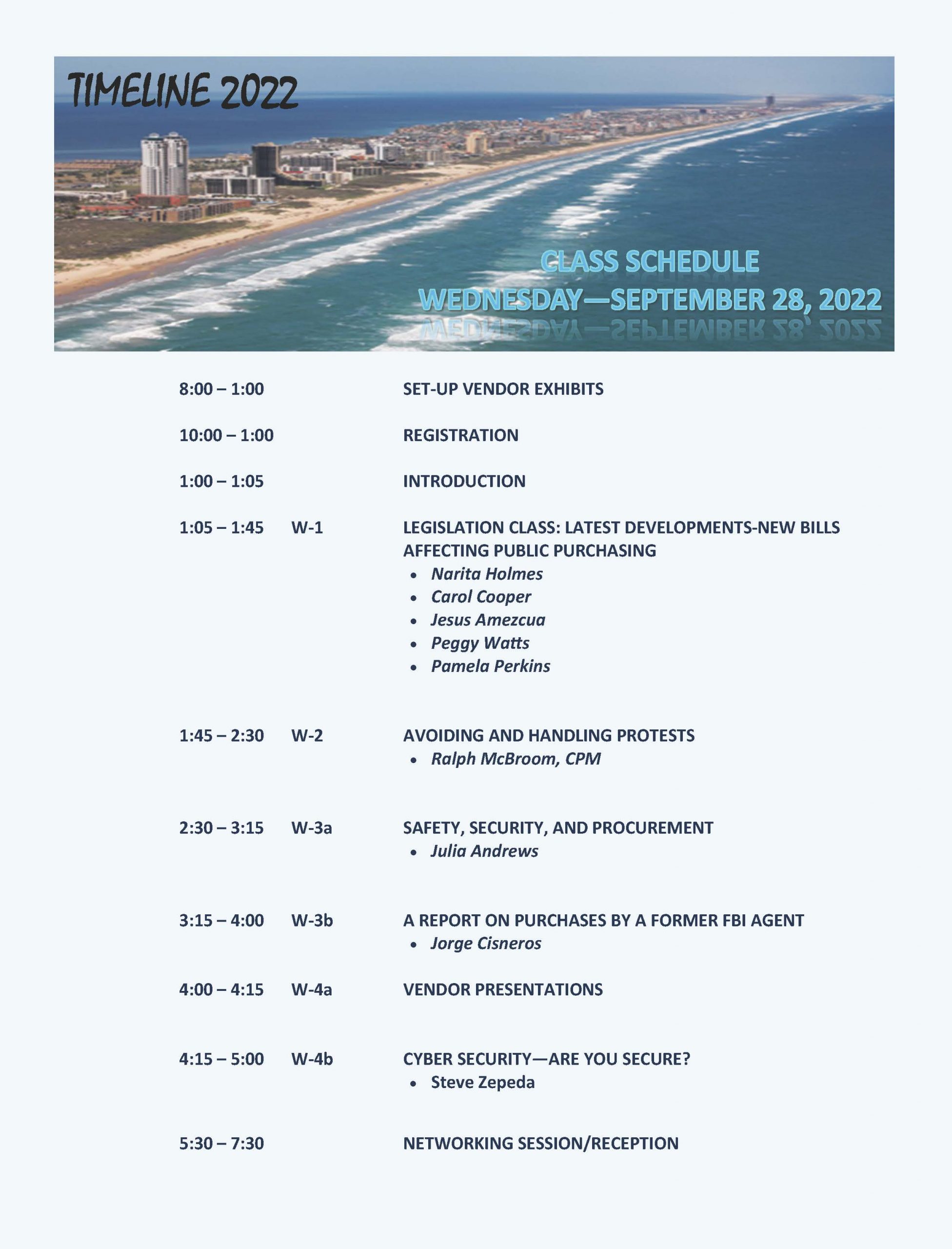 Class Schedule TIMELINE 2022 : Institute for Supply Management-RGV