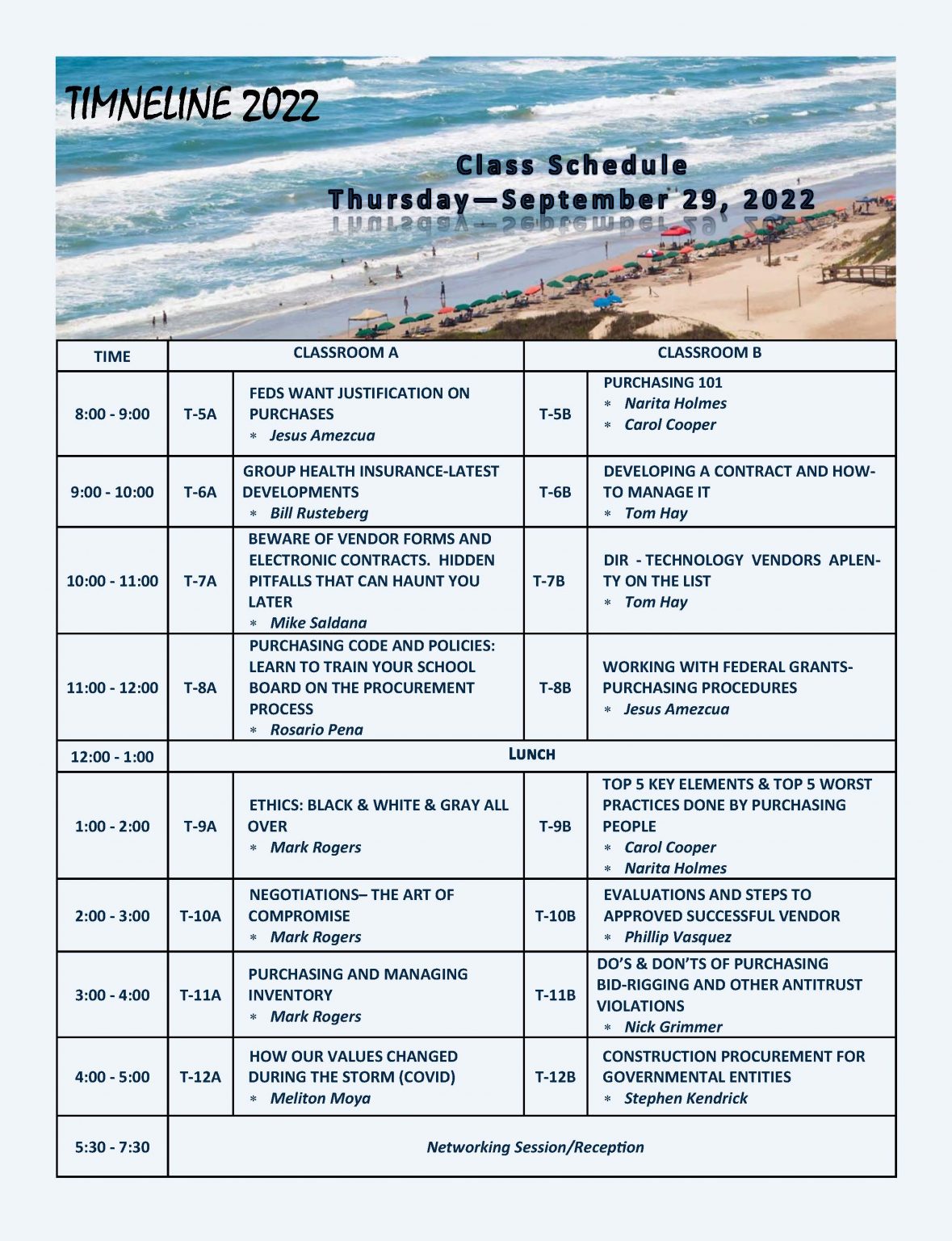 Class Schedule TIMELINE 2022 : Institute for Supply Management-RGV