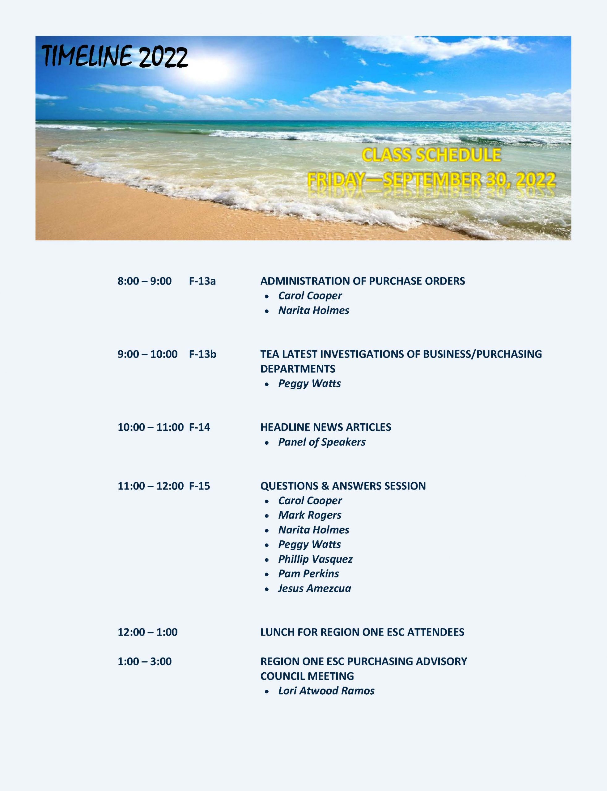 Class Schedule TIMELINE 2022 : Institute for Supply Management-RGV