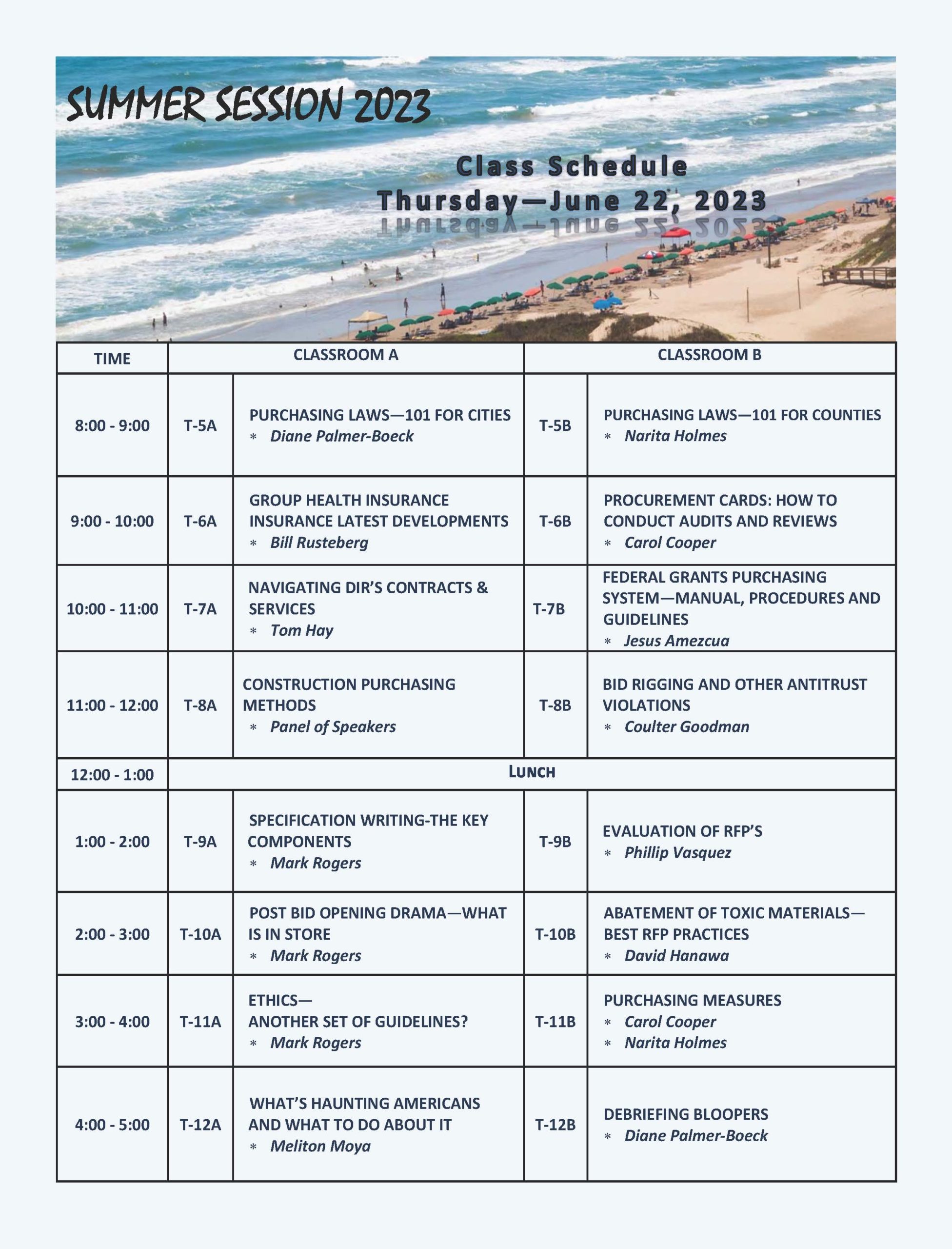 SUMMER SESSION 2023 Class Schedule : Institute for Supply Management-RGV