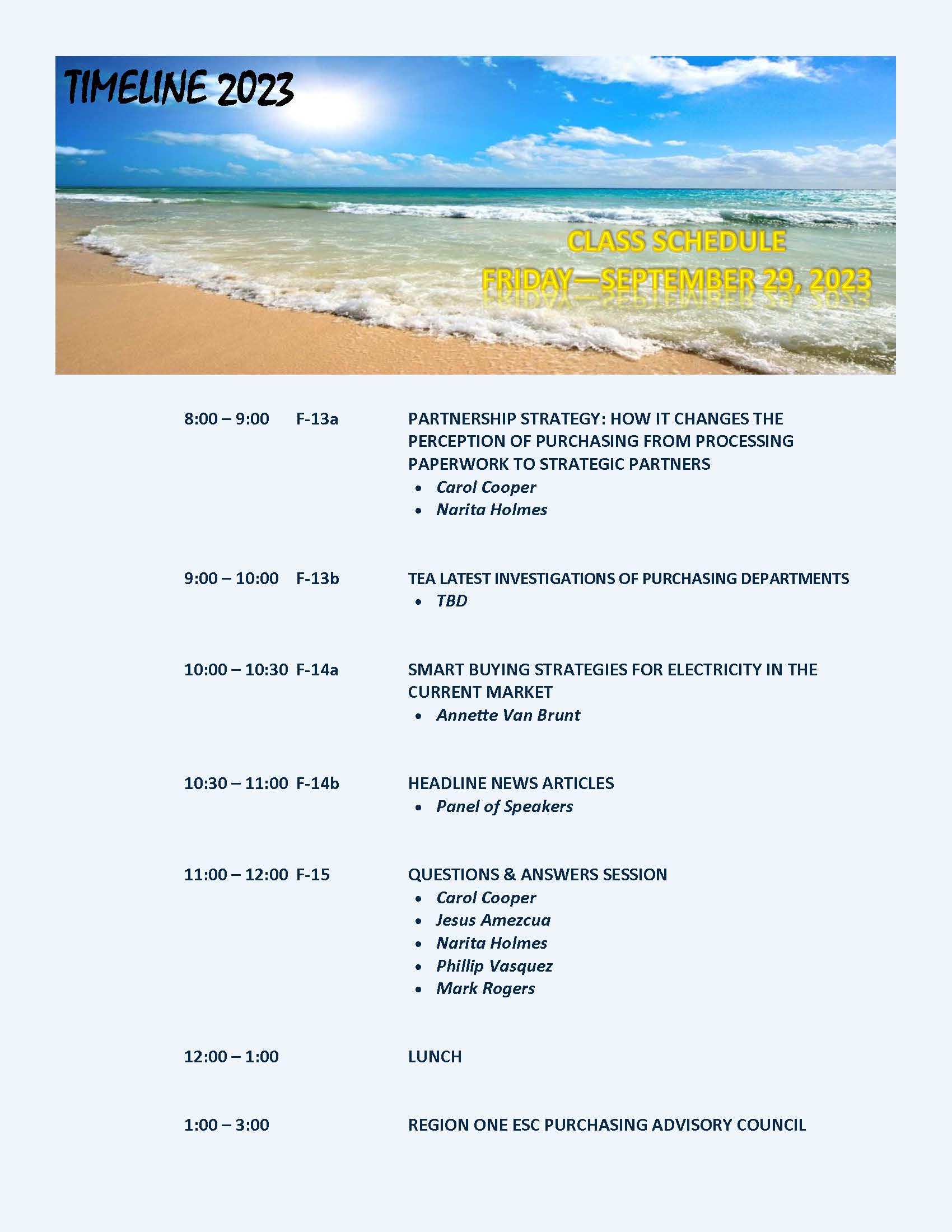 Class Schedule TIMELINE 2023 : Institute for Supply Management-RGV