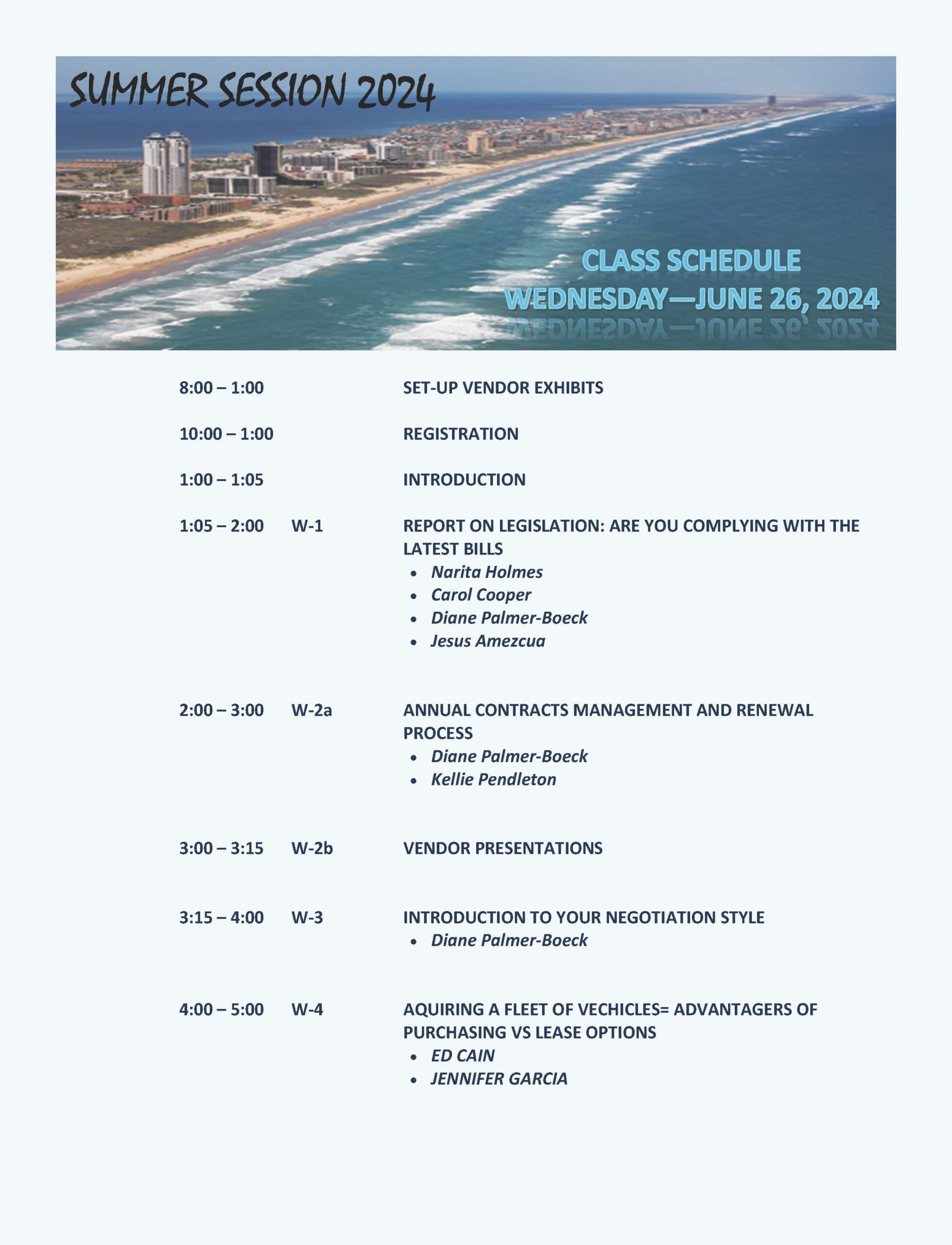SUMMER SESSION 2024 Class Schedule : Institute for Supply Management-RGV